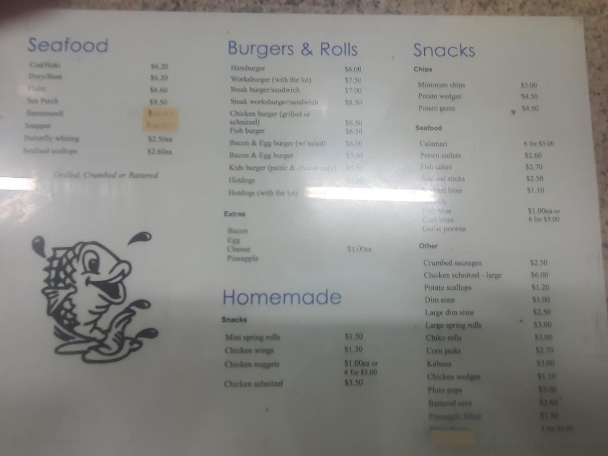 Menu at Norfolk Seafood & Takeaway restaurant, Ormeau
