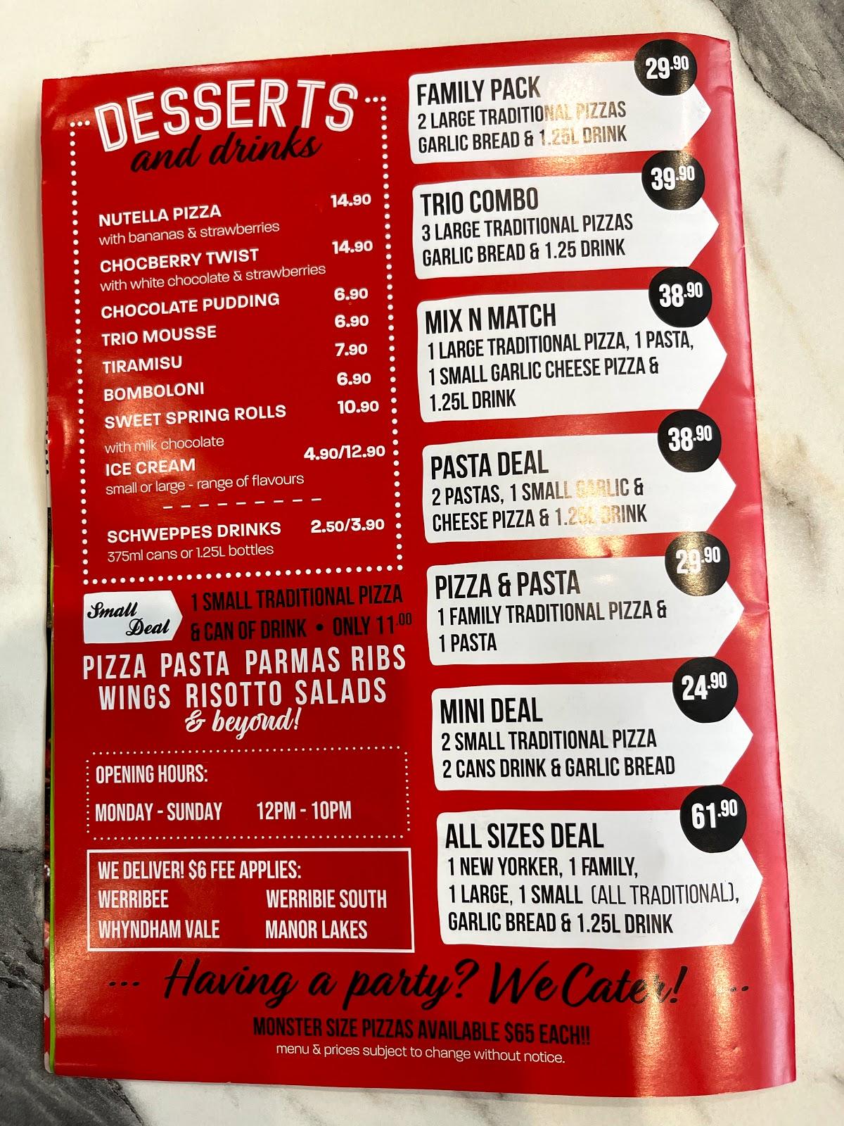 Carta del restaurante Victoria’s Pizza ‘N’ Beyond - Werribee, Werribee