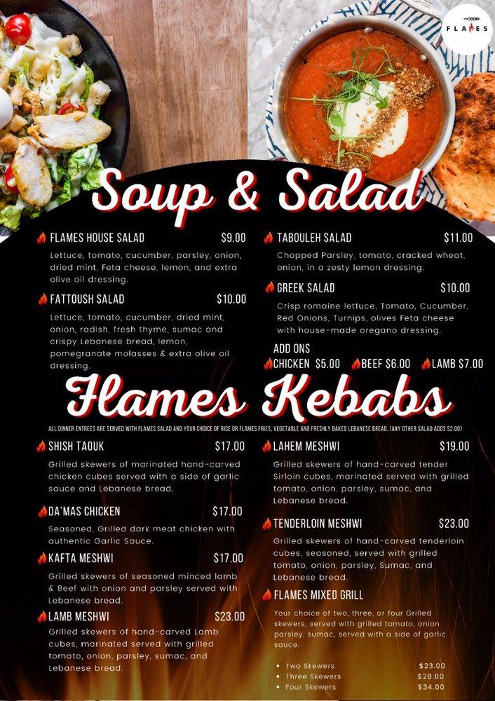 Menu at Flames Mediterranean Bar & Grill - Melbourne, Melbourne