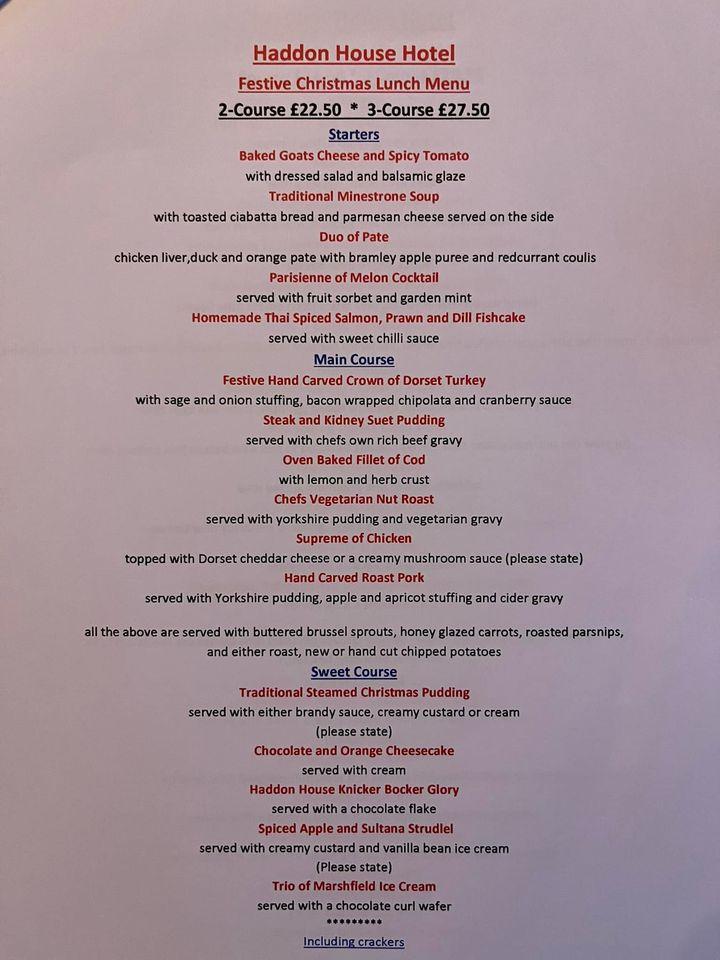 Menu at Haddon House Hotel pub & bar, Bridport