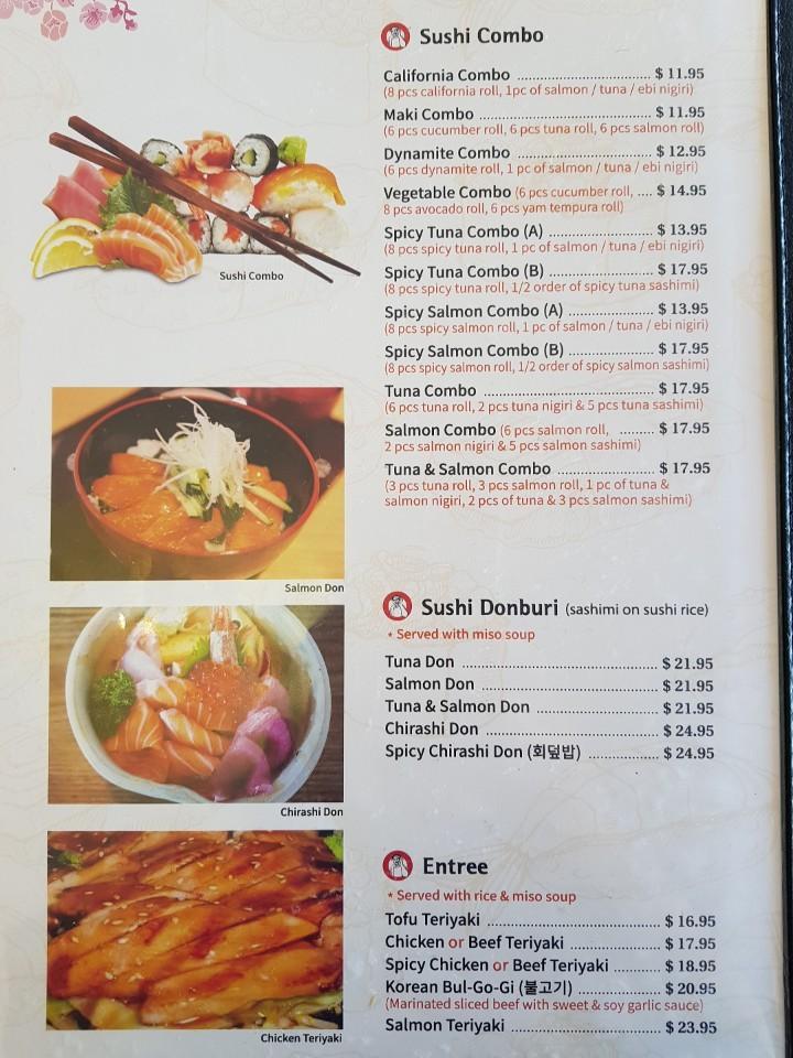 Menu at Mr.Sushi restaurant, Prince George