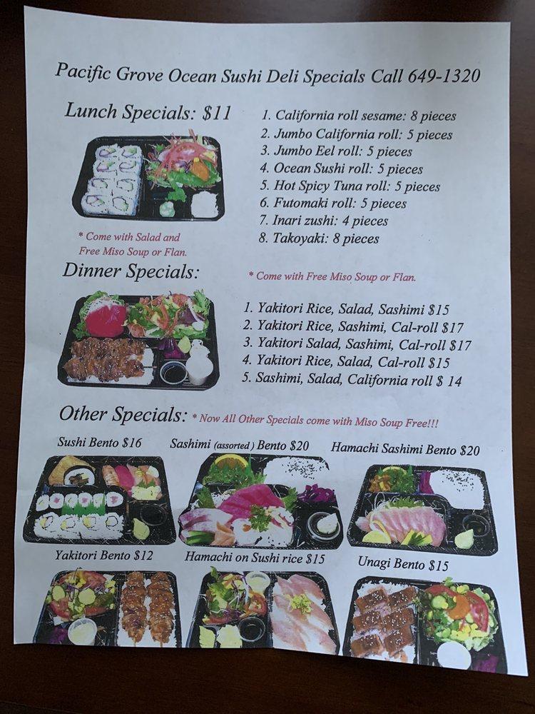 Menu at Ocean Sushi Deli restaurant, Pacific Grove