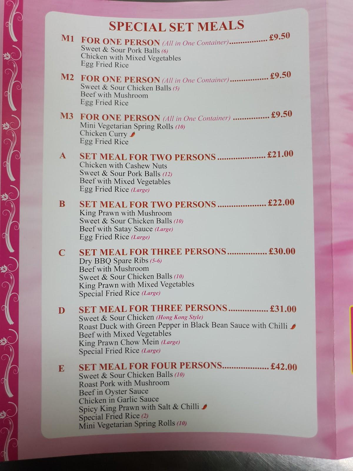 Menu at Phoenix House fast food, Stanwell