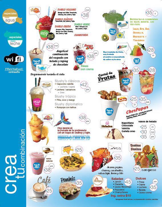 Menu at Raspados Jalisco en Camargo restaurant, Camargo