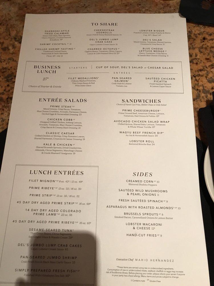Menu at Del Frisco's Double Eagle Steakhouse, Greenwood Village