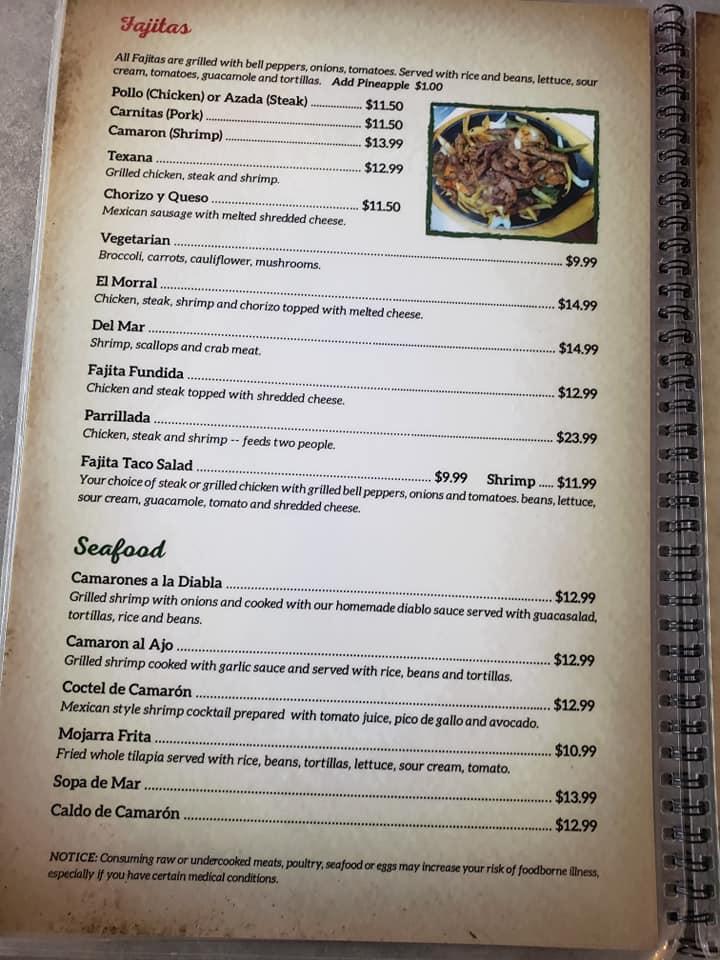 Menu at El Morral Mexican Restaurant LLC, Beech Grove