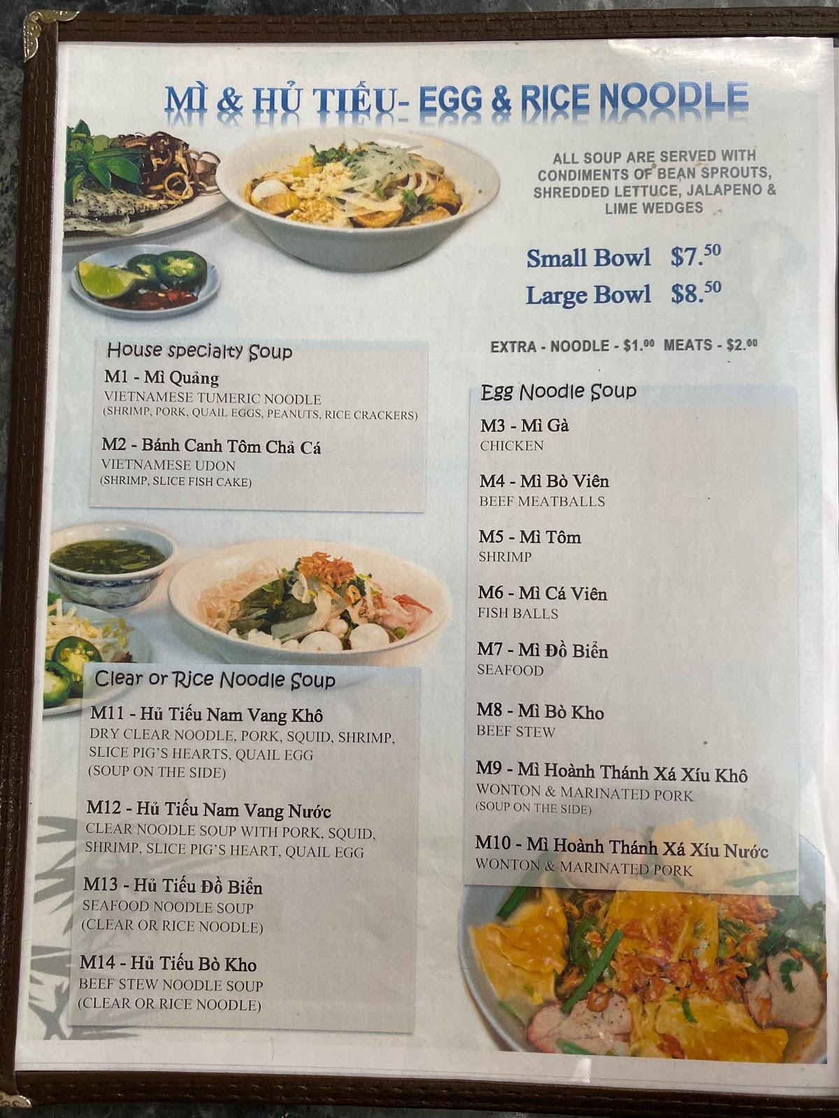 Menu at Phở Lúc Lắc restaurant, Houston