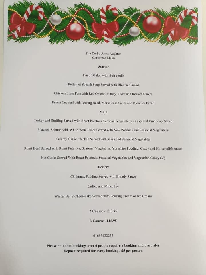 Menu at The Derby Arms pub & bar, Ormskirk, Prescot Rd