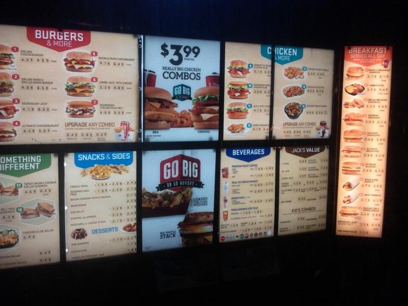 Menu at Jack in the Box fast food, La Marque, Texas Ave