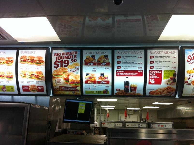 Menu at KFC Quay Street fast food, Auckland, 10 Quay St