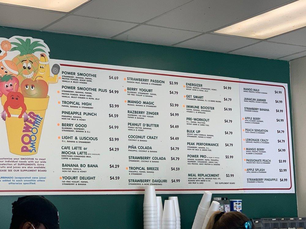 Menu at Power Smoothie pub & bar, Pembroke Pines, 10052 Pines Blvd