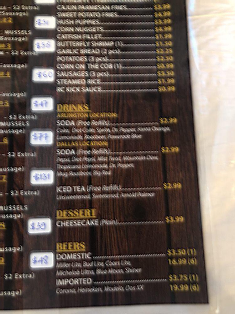 Menu at Red Claws Crab Shack pub & bar, Dallas