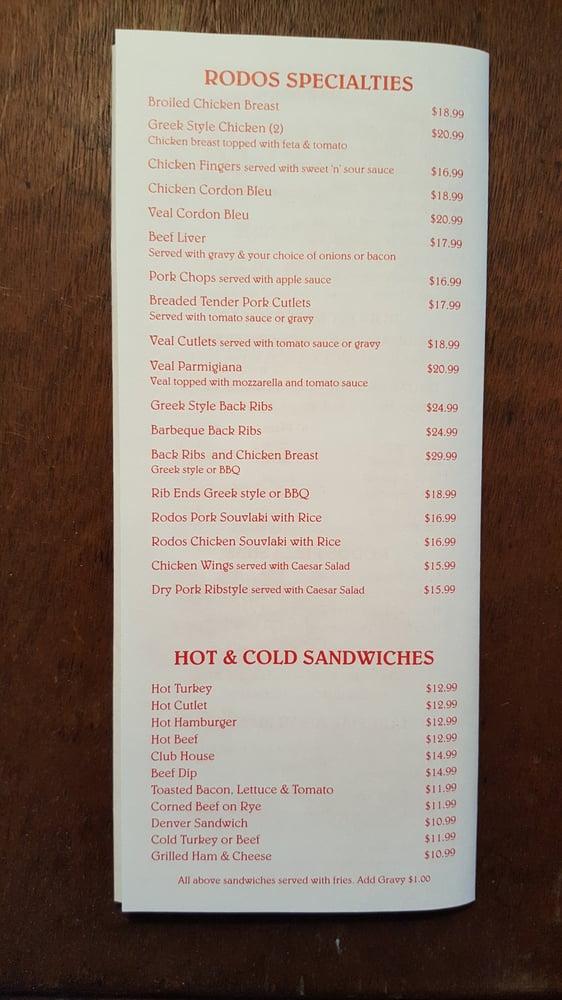 Menu at Rodos Pizza pizzeria, Moose Jaw