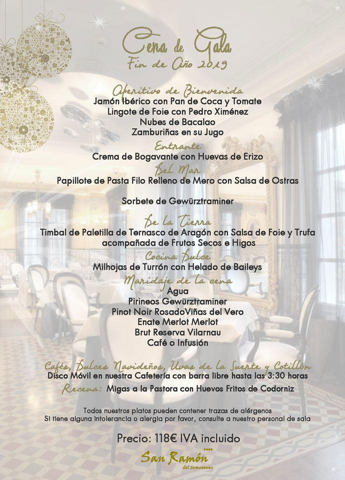 Carta de Restaurante San Ramón del Somontano, Barbastro