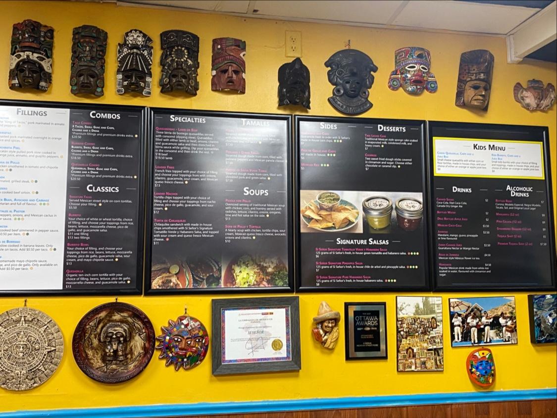 Menu at Sí Señor Mexican Street Food restaurant, Ottawa