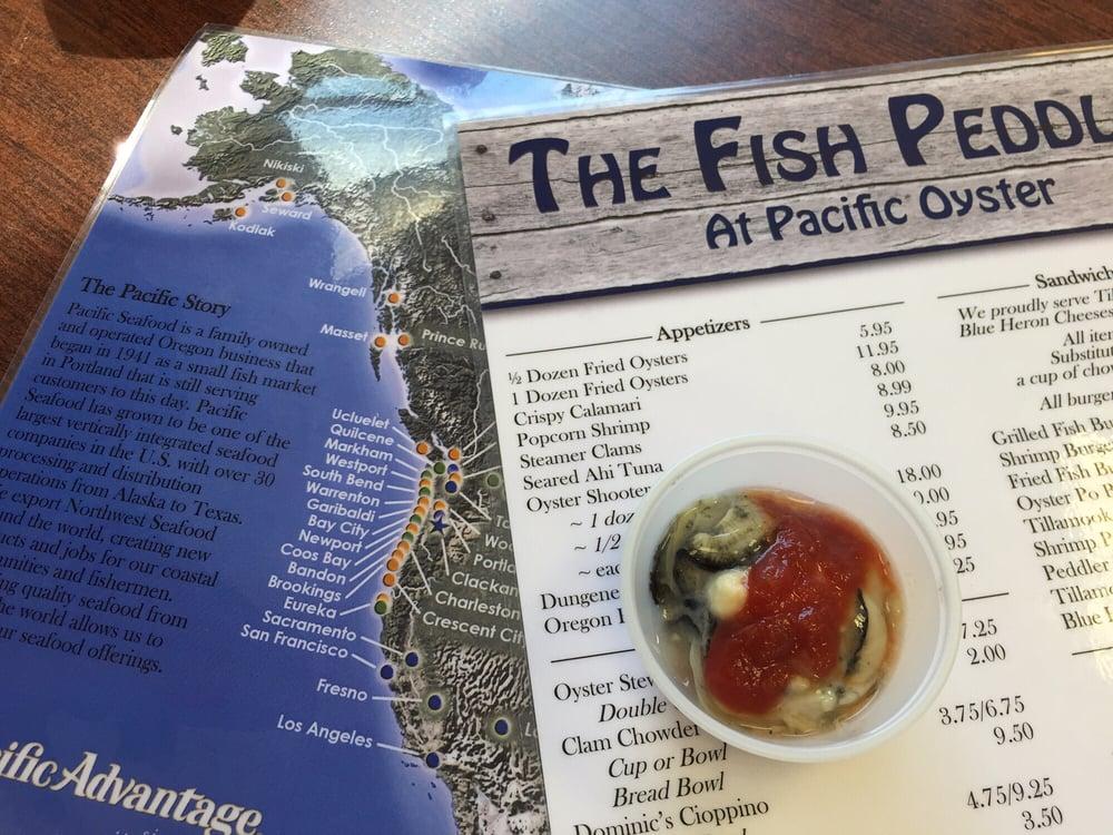 Menu at The Fish Peddler at Pacific Oyster restaurant, Bay City, Hayes ...