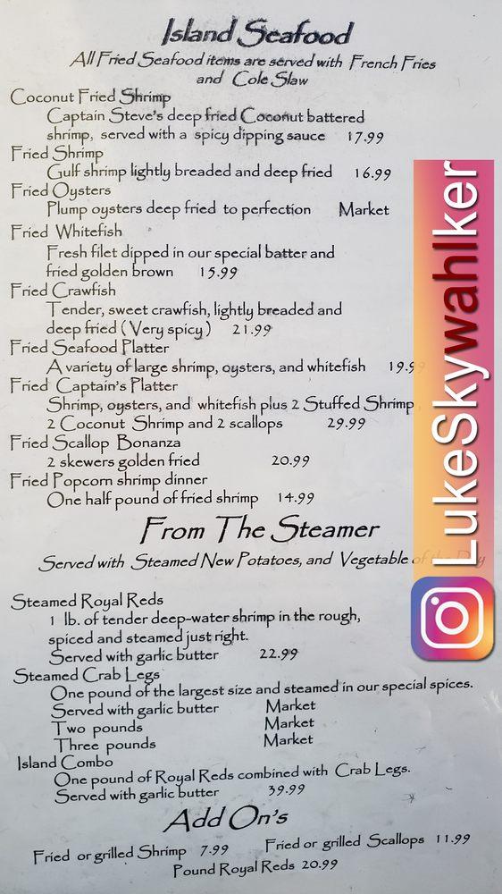 Menu at Bahama Bob's Beach Side Cafe, Gulf Shores