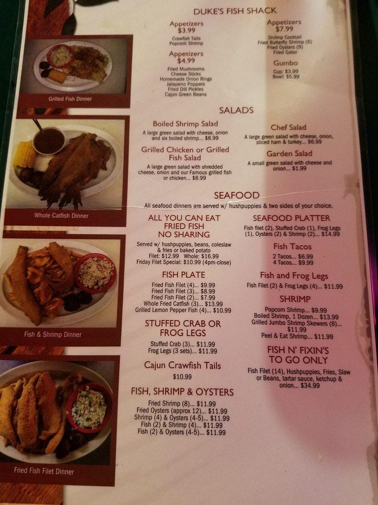 Menu at Duke's Fish Shack restaurant, Lakeport