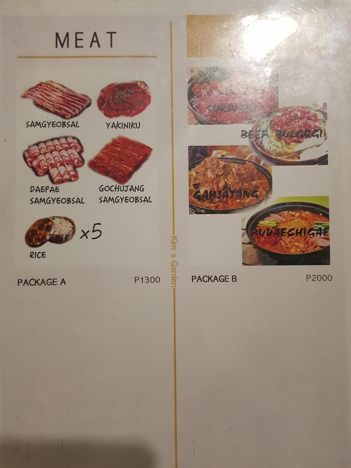 Menu at Kim's Garden Korean Restaurant, Santiago