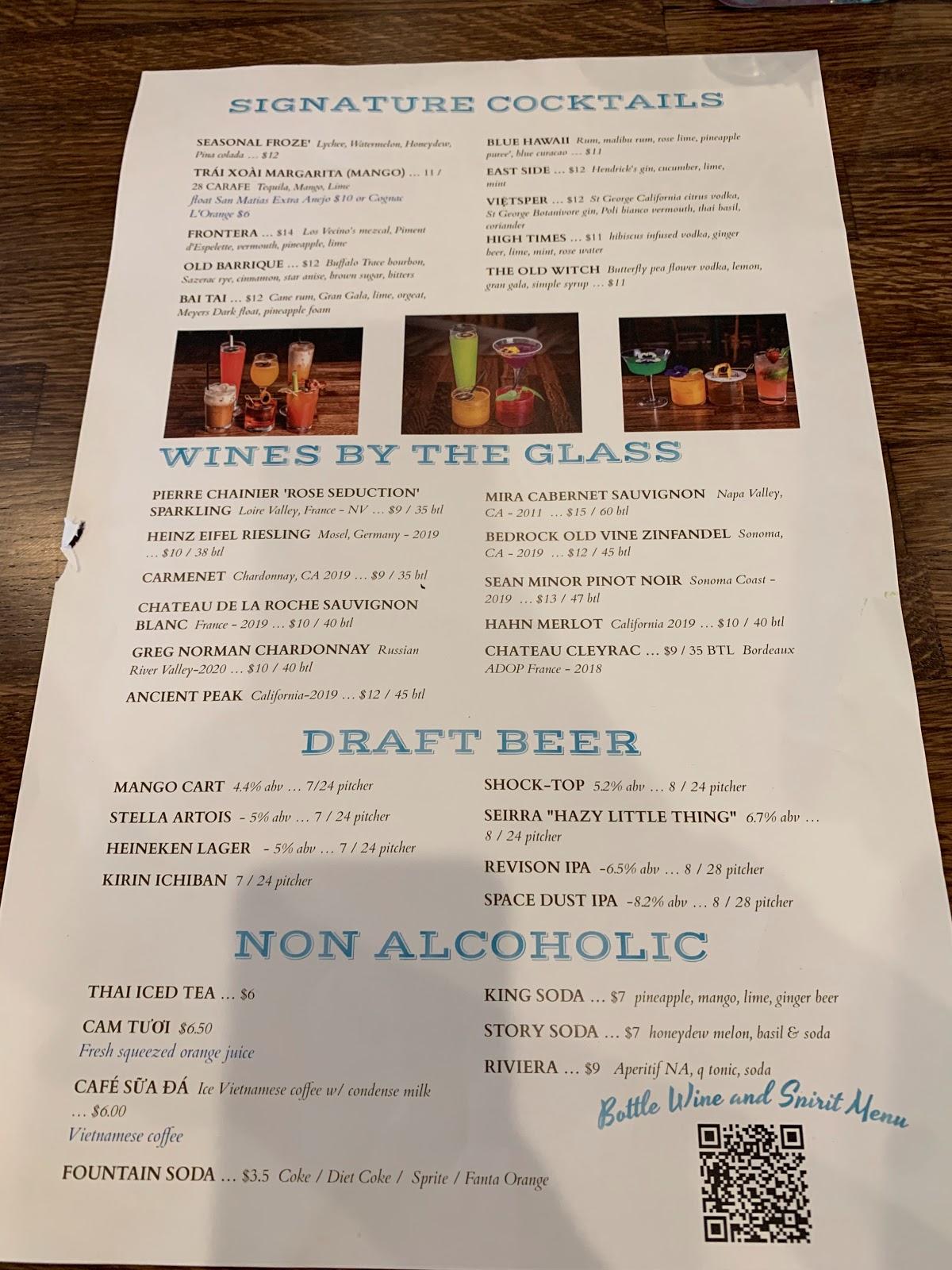 Menu at LA BARRIQUE, San Jose