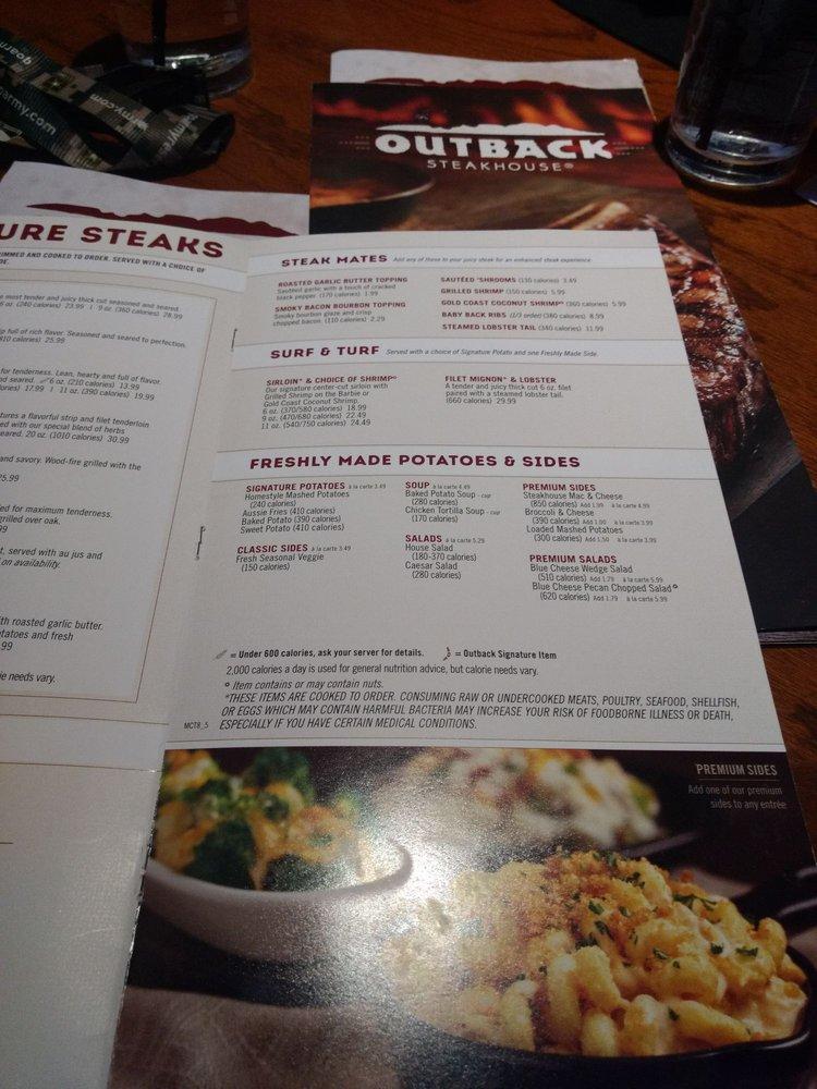 Menu at Outback Steakhouse, Tucson, W Ina Rd