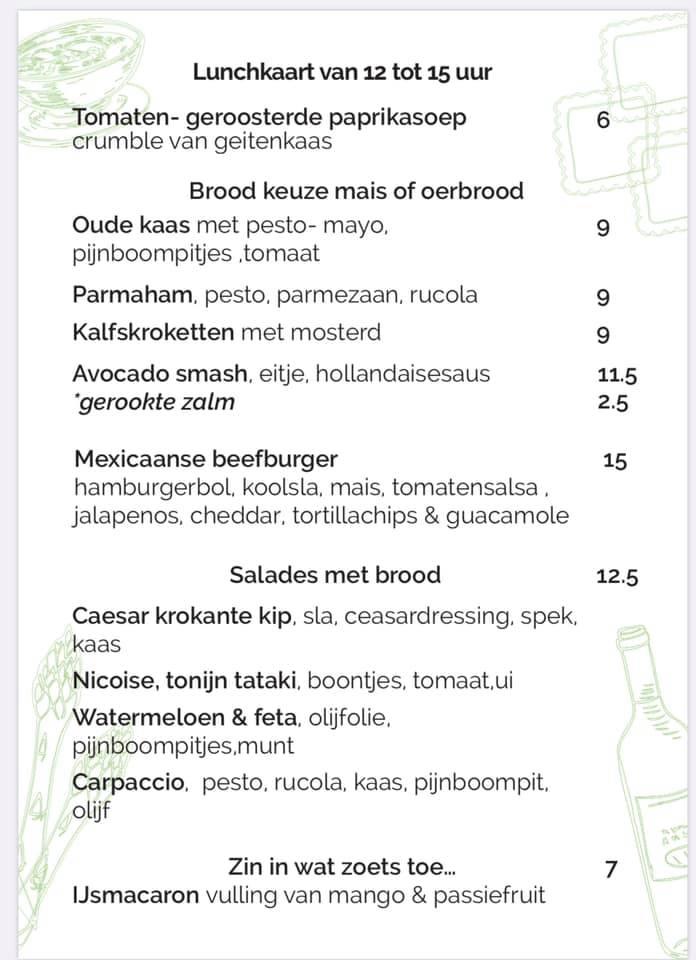 Menu at De Bokkesteeg., Santpoort-Noord