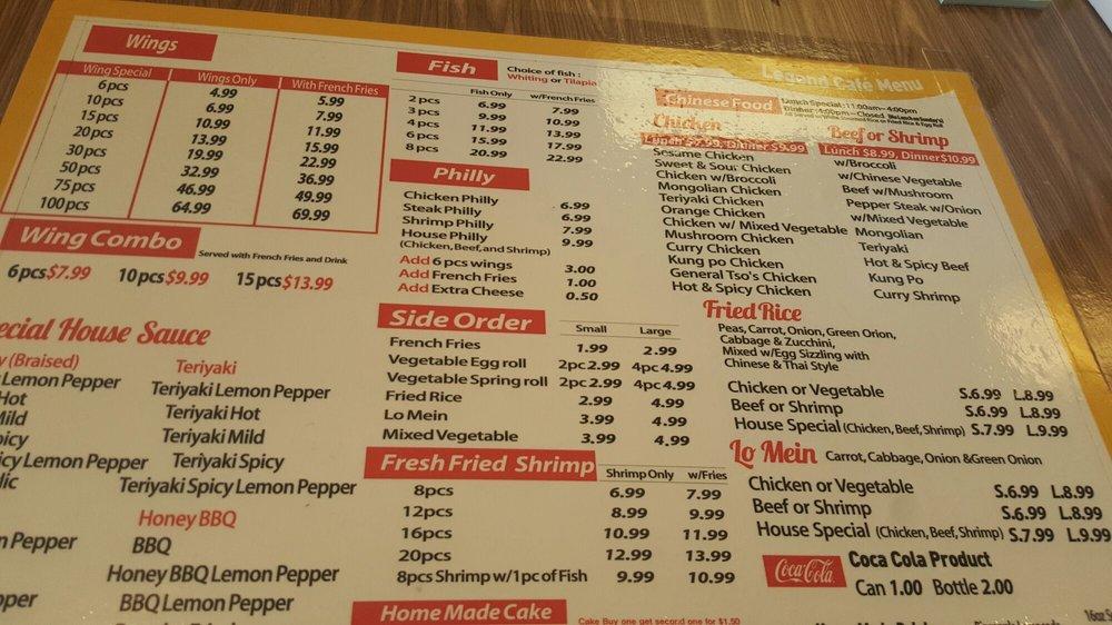 Menu at Legend Cafe, College Park, Old National Hwy B