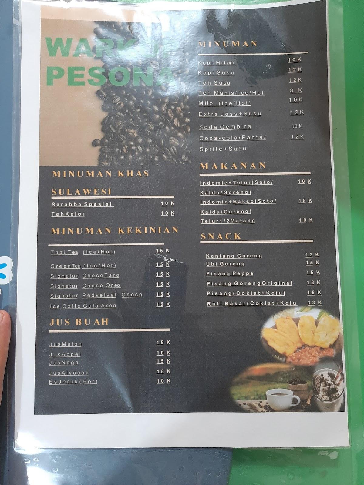 Menu at Warkop Pesona cafe, Makassar
