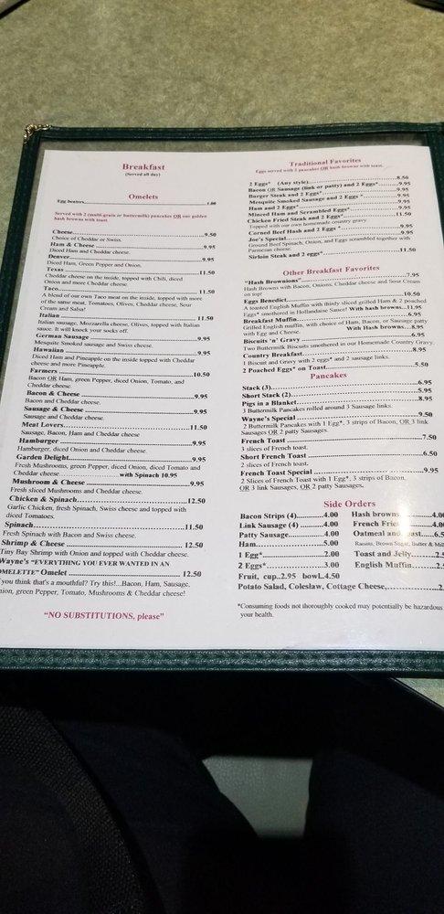 Menu at Waynes Corner Cafe, Stanwood
