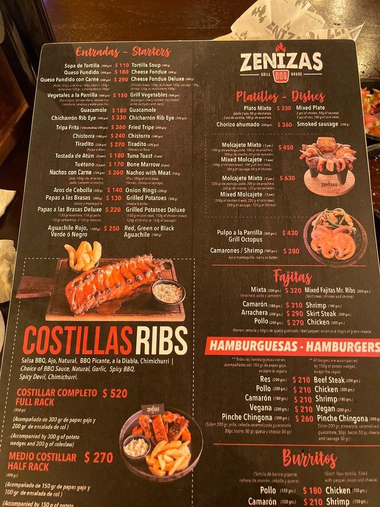Carta del restaurante Zenizas Nvo. Vallarta, Nuevo Vallarta