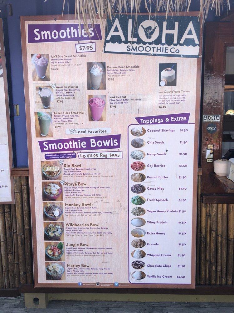 Menu at Aloha Smoothie Co. pub & bar, Wildwood