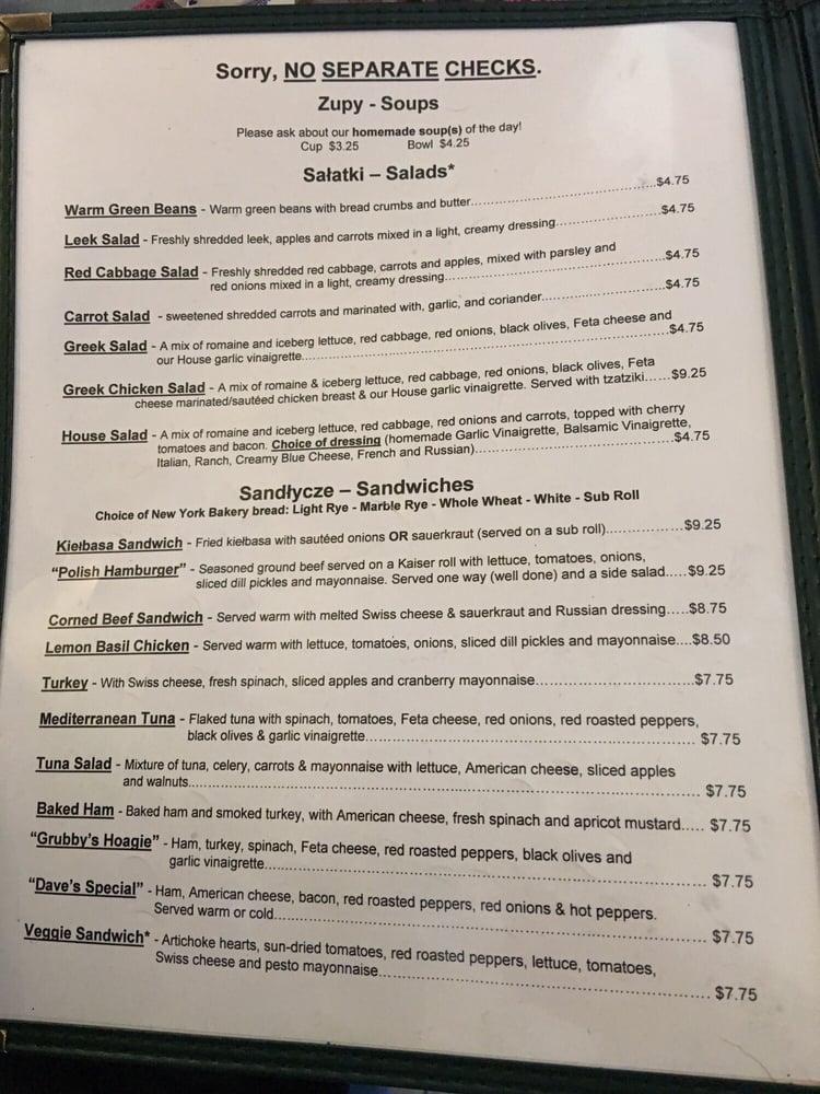 Menu at Eva's European Sweets restaurant, Syracuse