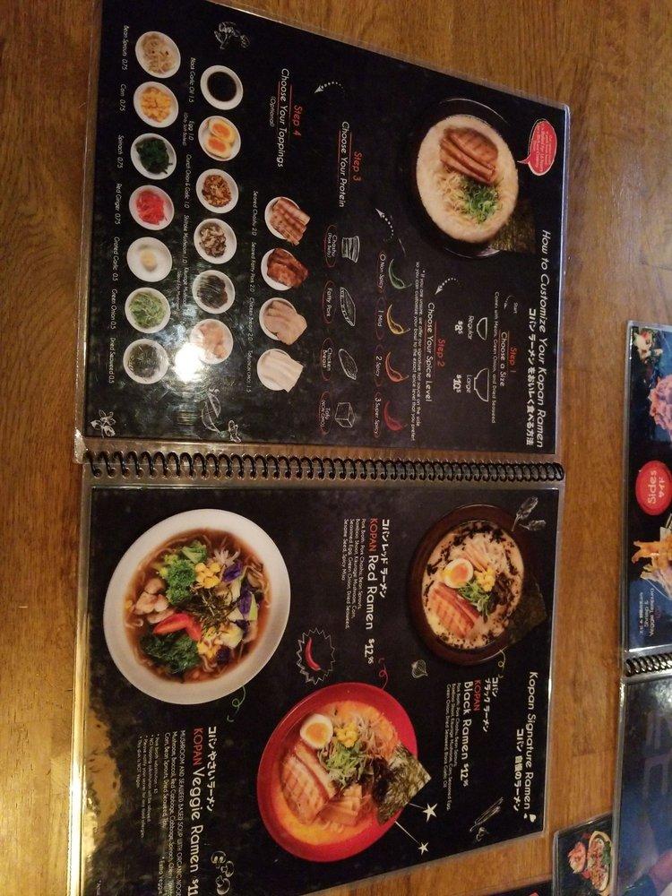 Menu at Kopan Sushi & Ramen restaurant, Burbank, 220 N San Fernando Blvd