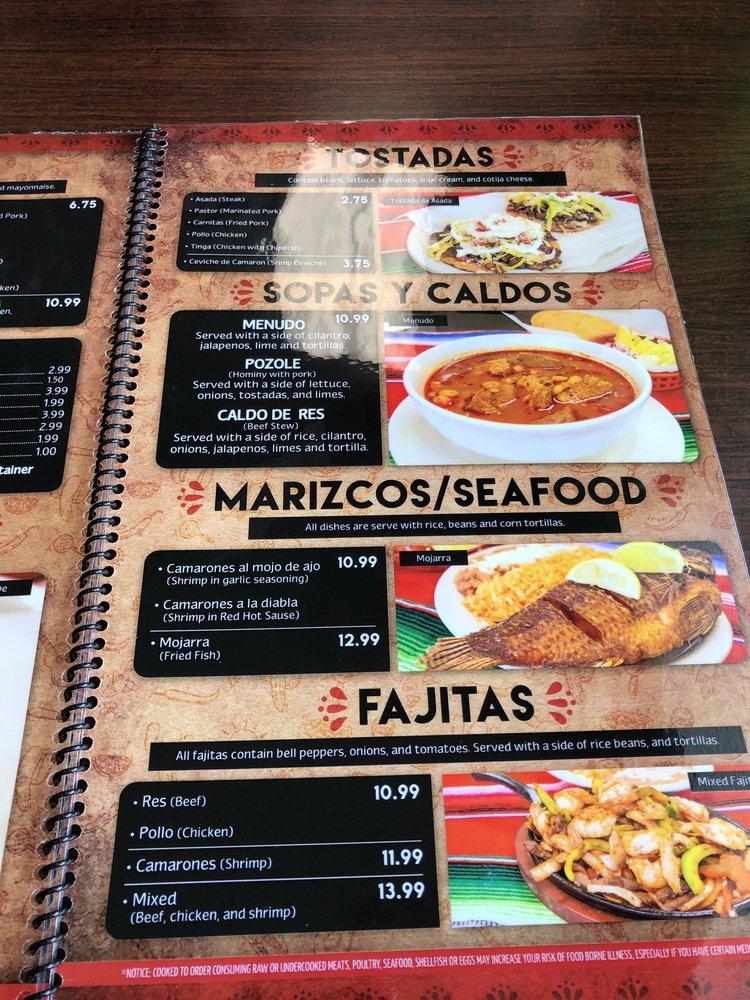 Menu at Mi Lindo Veracruz Restaurant, Clarksville