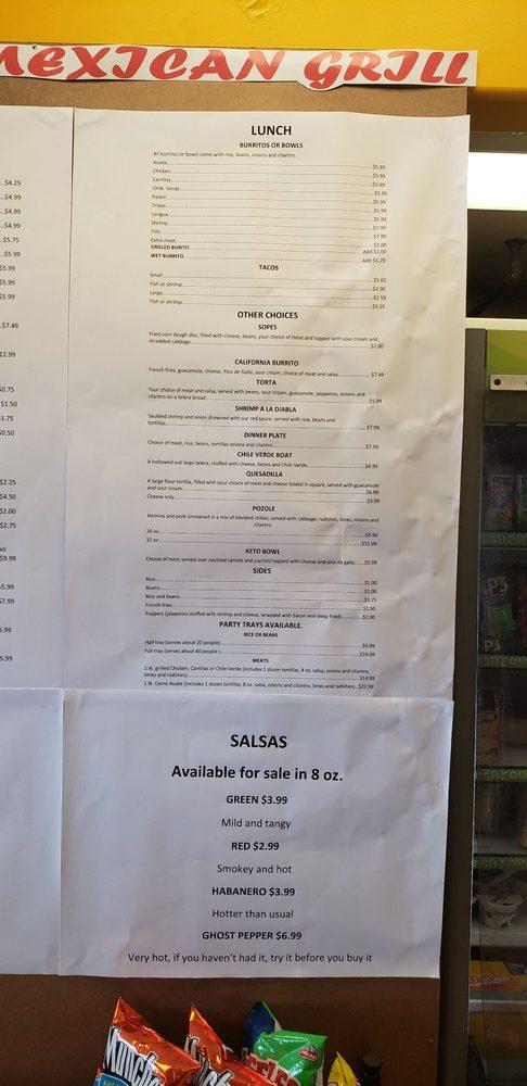 Menu at Llamas Mexican Grill restaurant, Bakersfield