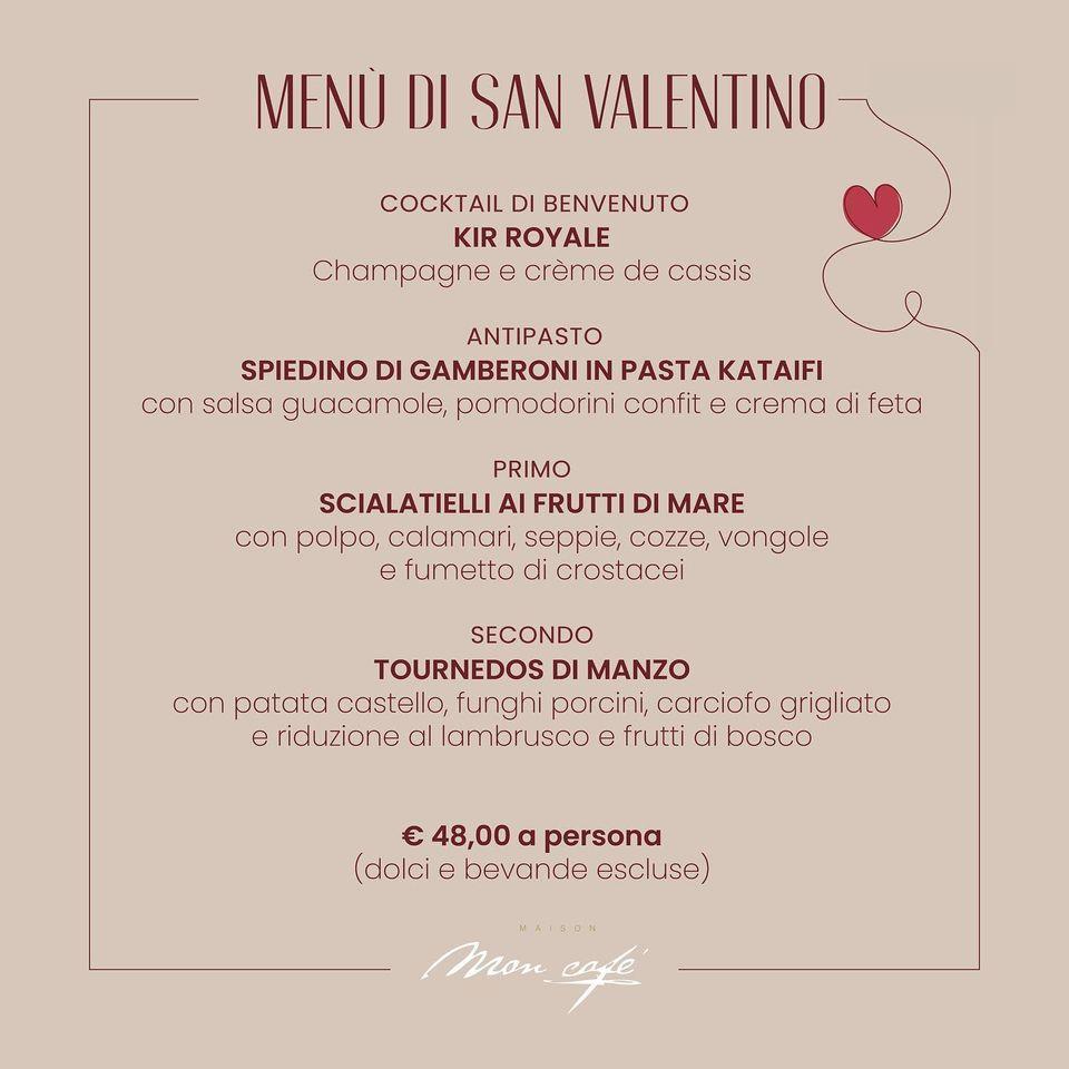 Menu at Mon Cafè restaurant, Modena