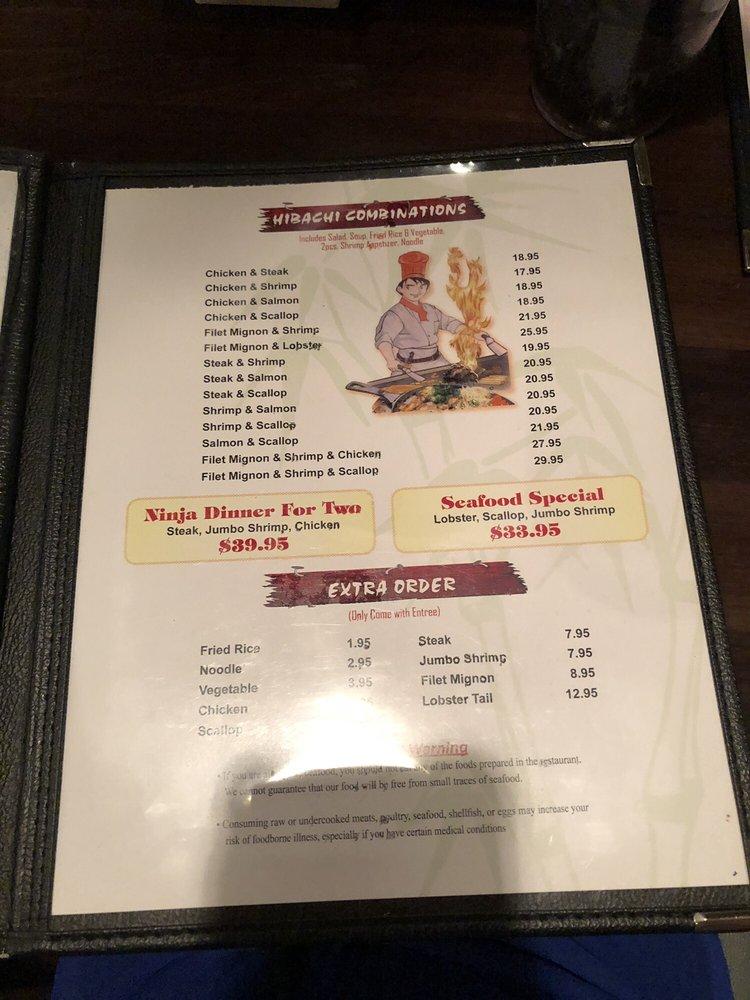 Menu at Ninja Japanese Steakhouse & Sushi Bar, Suffolk