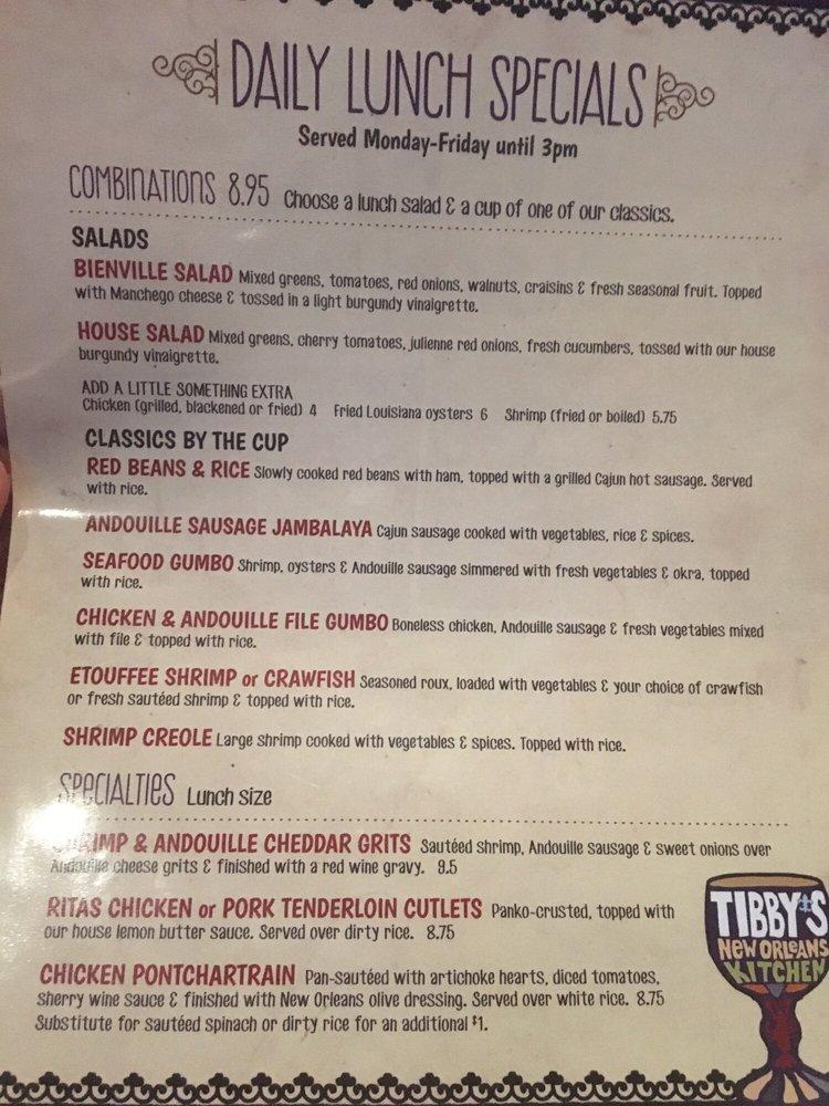 Carta del postres Tibby's New Orleans Kitchen, Brandon