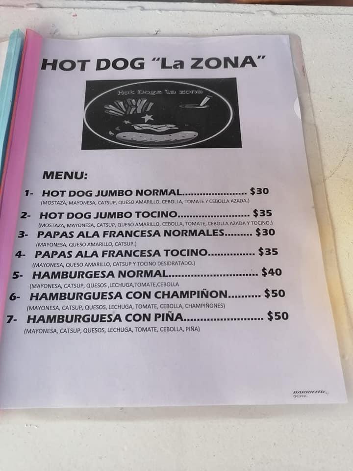 Menu at Hot Dogs LA zona, Monterrey