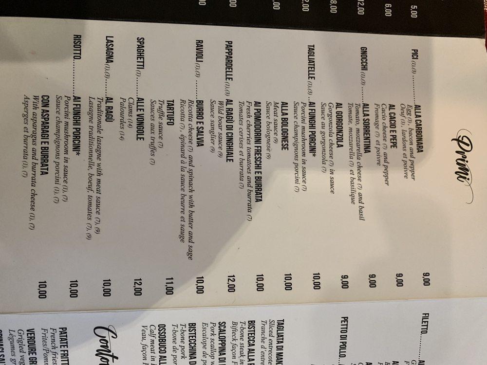 Menu at Osteria Dell'Osso steakhouse, Florence