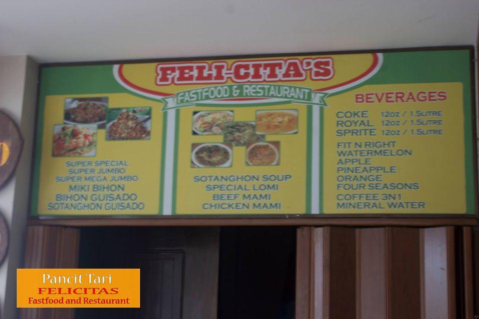 Menu at Pancit Tari restaurant, Tuguegarao City