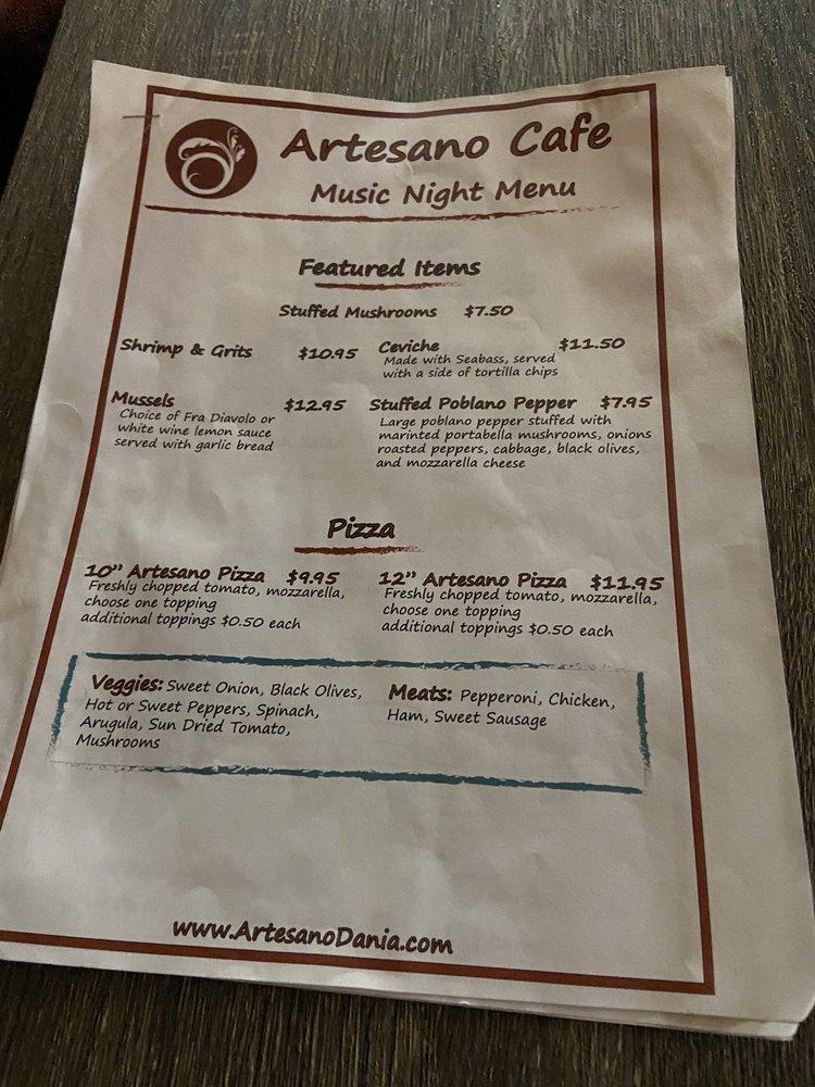 Menu at Artesano Cafe & Lounge, Dania Beach