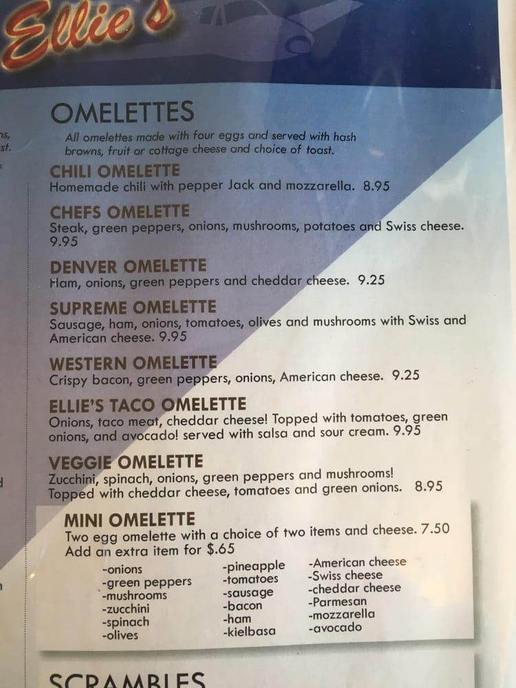 Menu at Ellie's At The Airport restaurant, Arlington