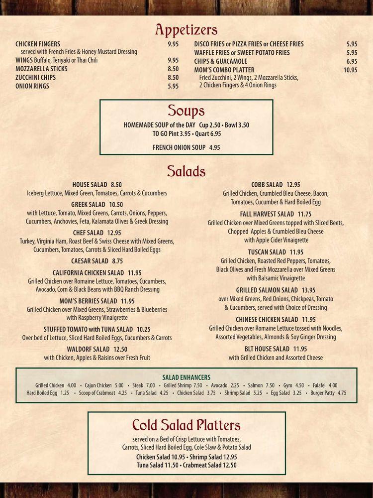 Menu at Mom's Golden Griddle restaurant, Manalapan Township