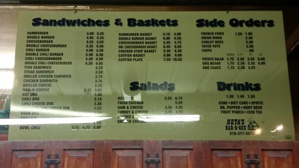 Menu at Netas Bar- B -Q, Minden