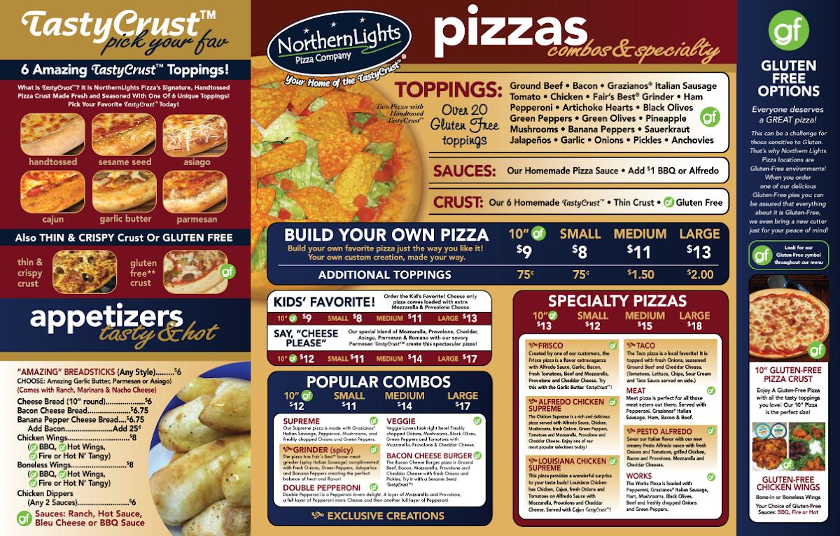 Menu at Northern Lights Pizza (104) pizzeria, West Des Moines, Westown Pkwy