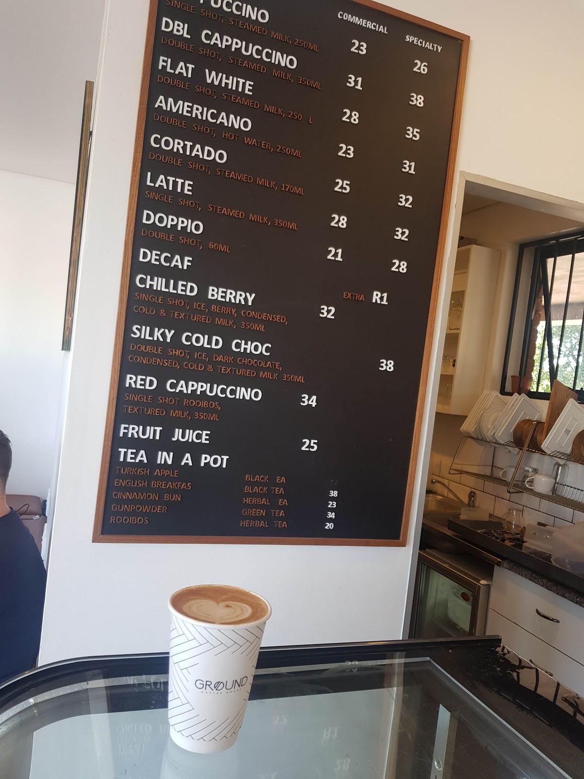 Menu at Ground Coffee House, Hilton