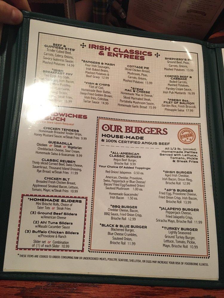 Carta del pub y bar Ireland's Four Provinces, Falls Church