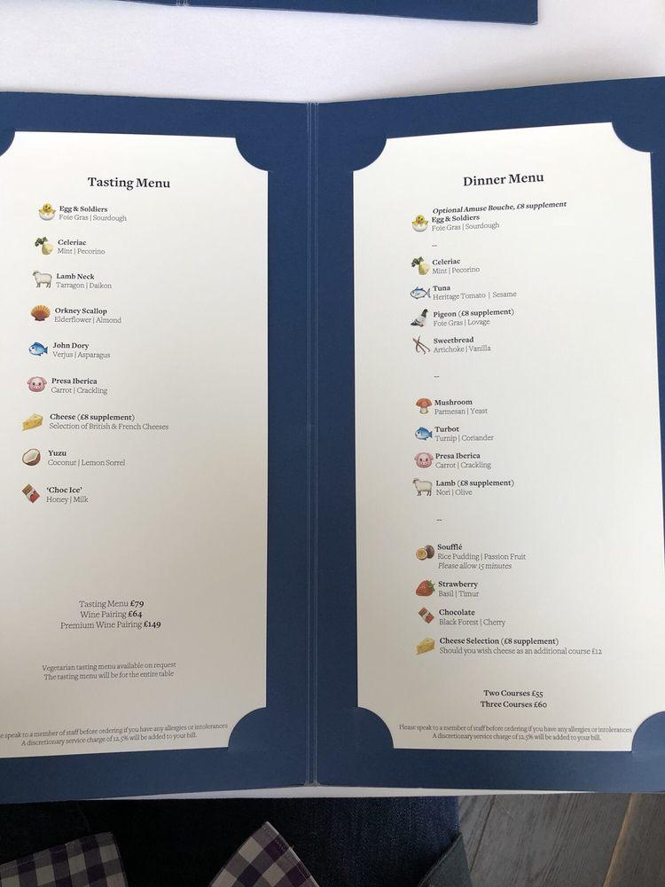 Menu at Launceston Place restaurant, London