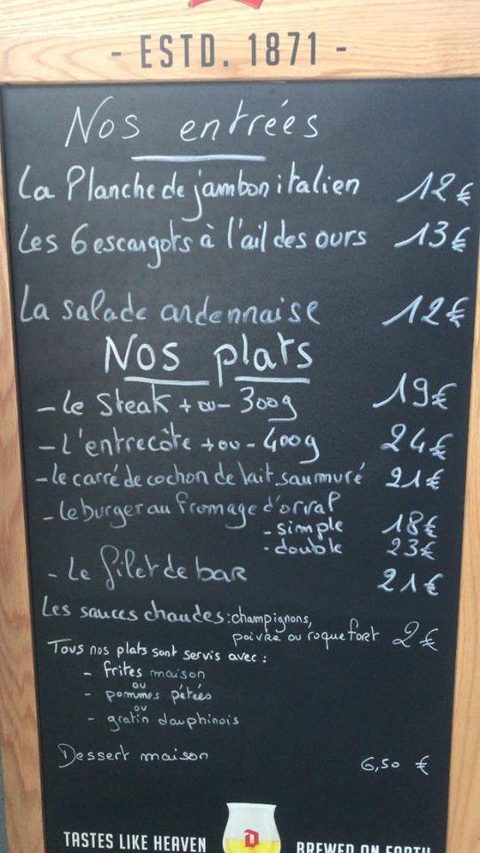 Menu at Le Monument Grill, Nassogne, RN 4 121